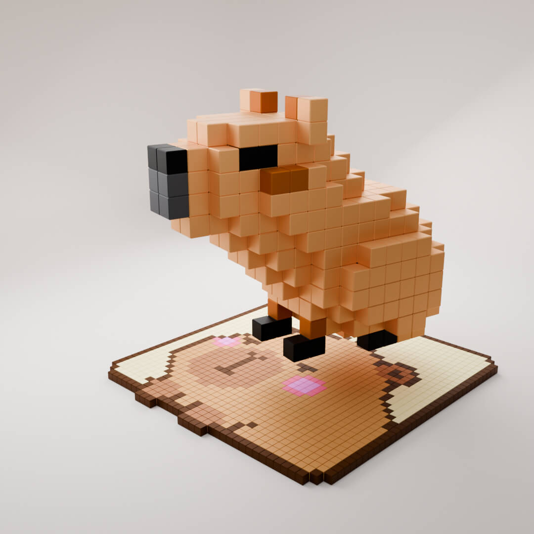 Isometric Voxel Capybara - 3D Model by GreatDesignerSoftware
