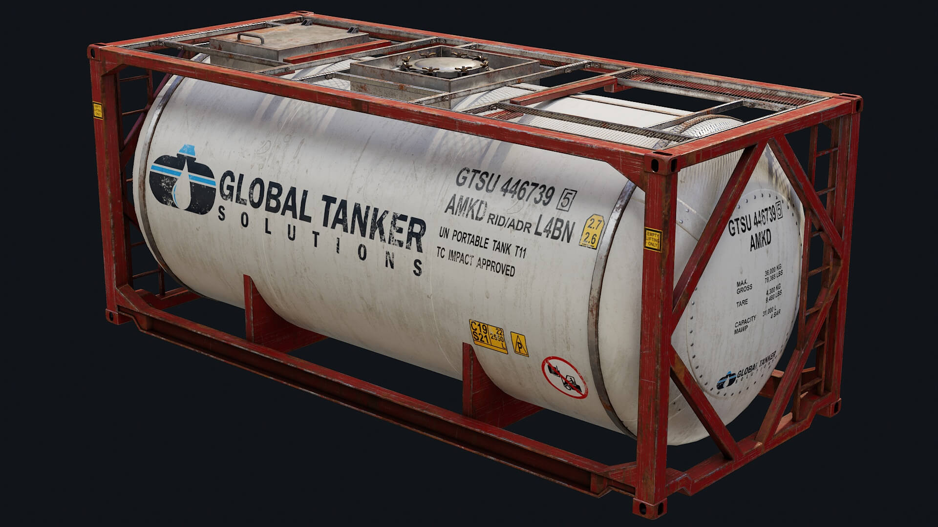 ISO Tank Container - Game Ready PBR 3D Model by Greavsie93