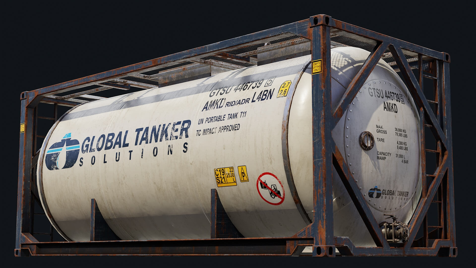 ISO Tank Container - Game Ready PBR 3D Model by Greavsie93