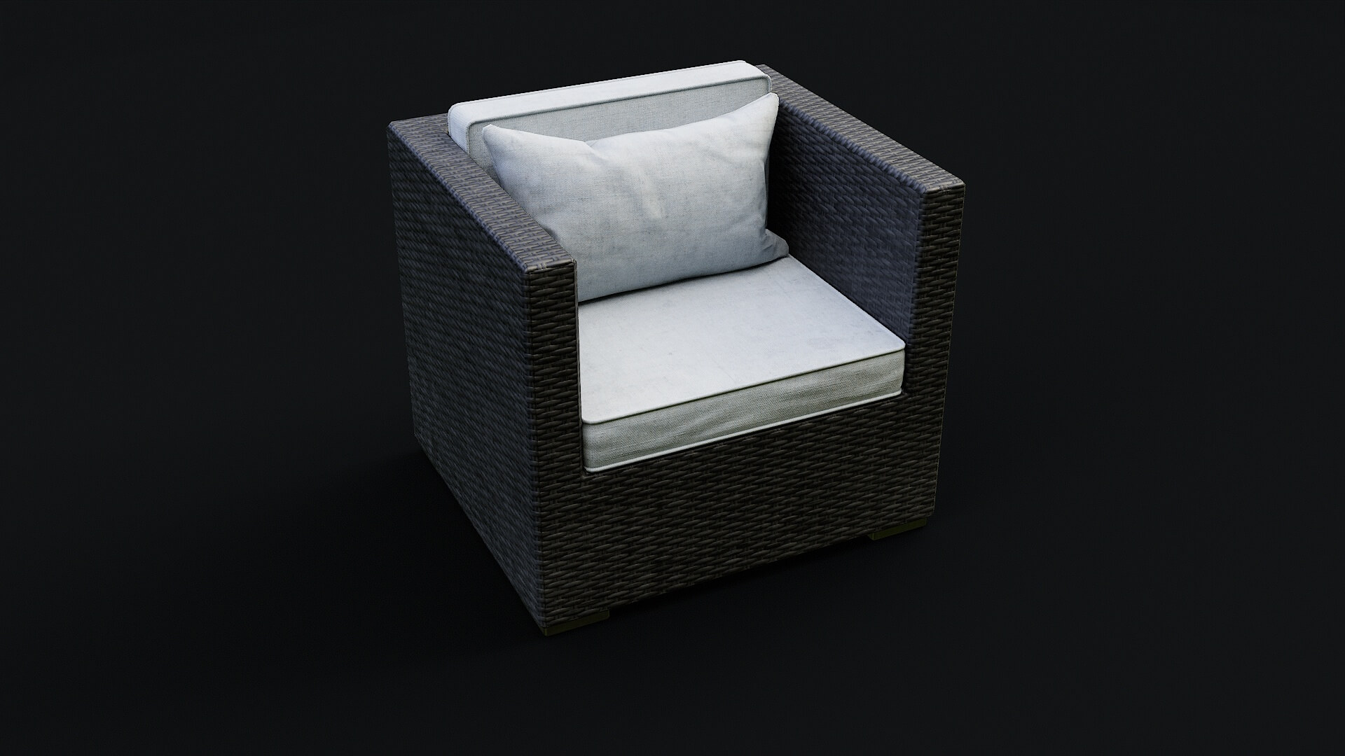 Black Rattan Sofa Set - Game Ready PBR 3D Model by Greavsie93