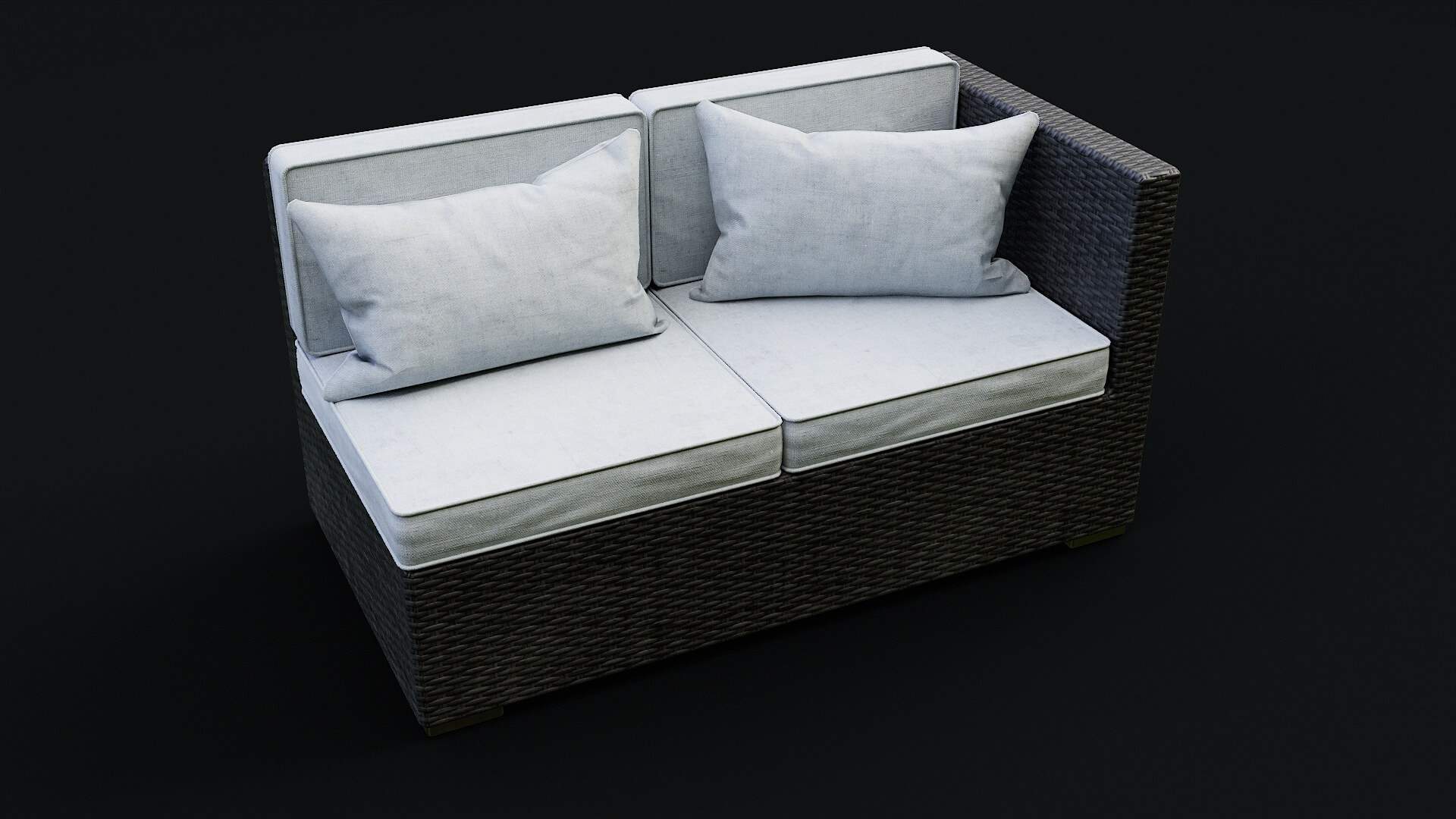 Black Rattan Sofa Set - Game Ready PBR 3D Model by Greavsie93