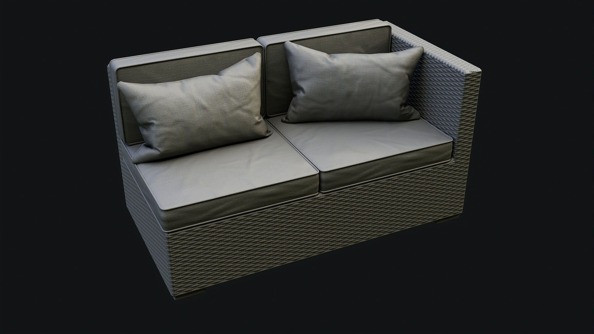 Black Rattan Sofa Set - Game Ready PBR 3D Model by Greavsie93