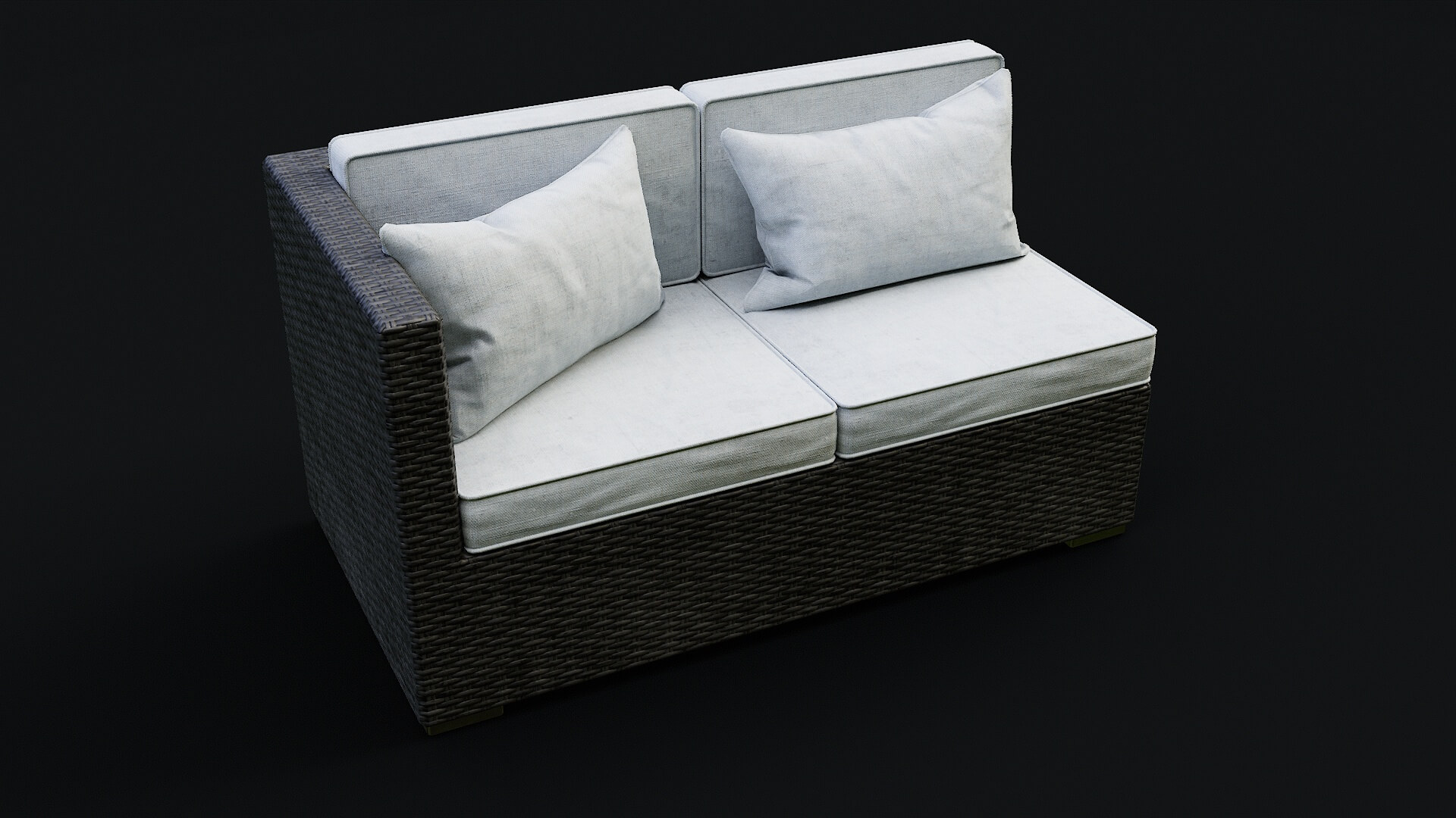Black Rattan Sofa Set - Game Ready PBR 3D Model by Greavsie93