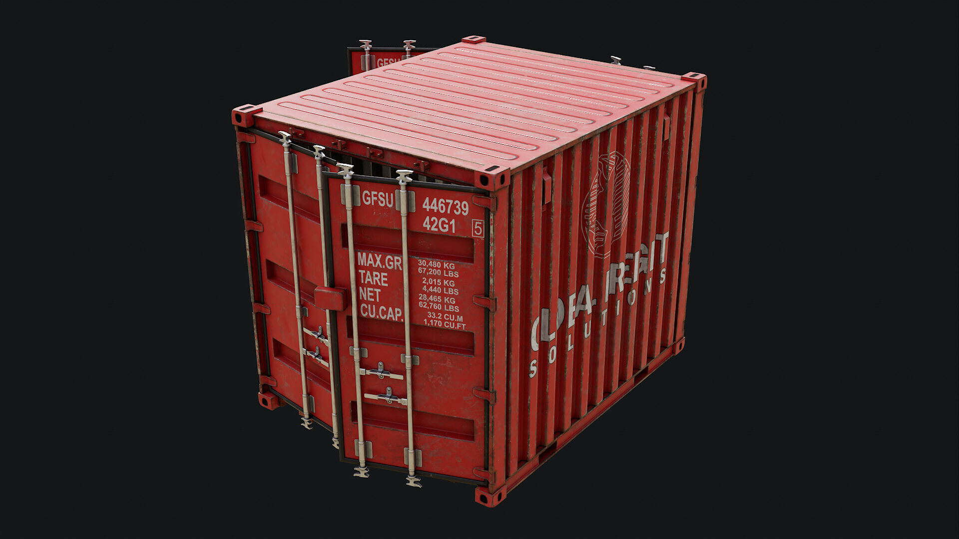 Shipping Container 10ft - Game Ready PBR 3D Model by Greavsie93