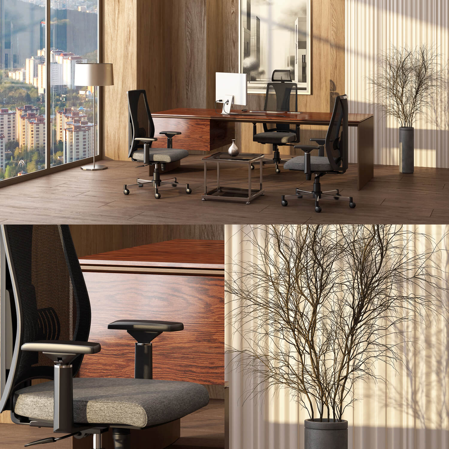 Boss Office Design With Minotti Linha Studio - 3D Model by GreenCG