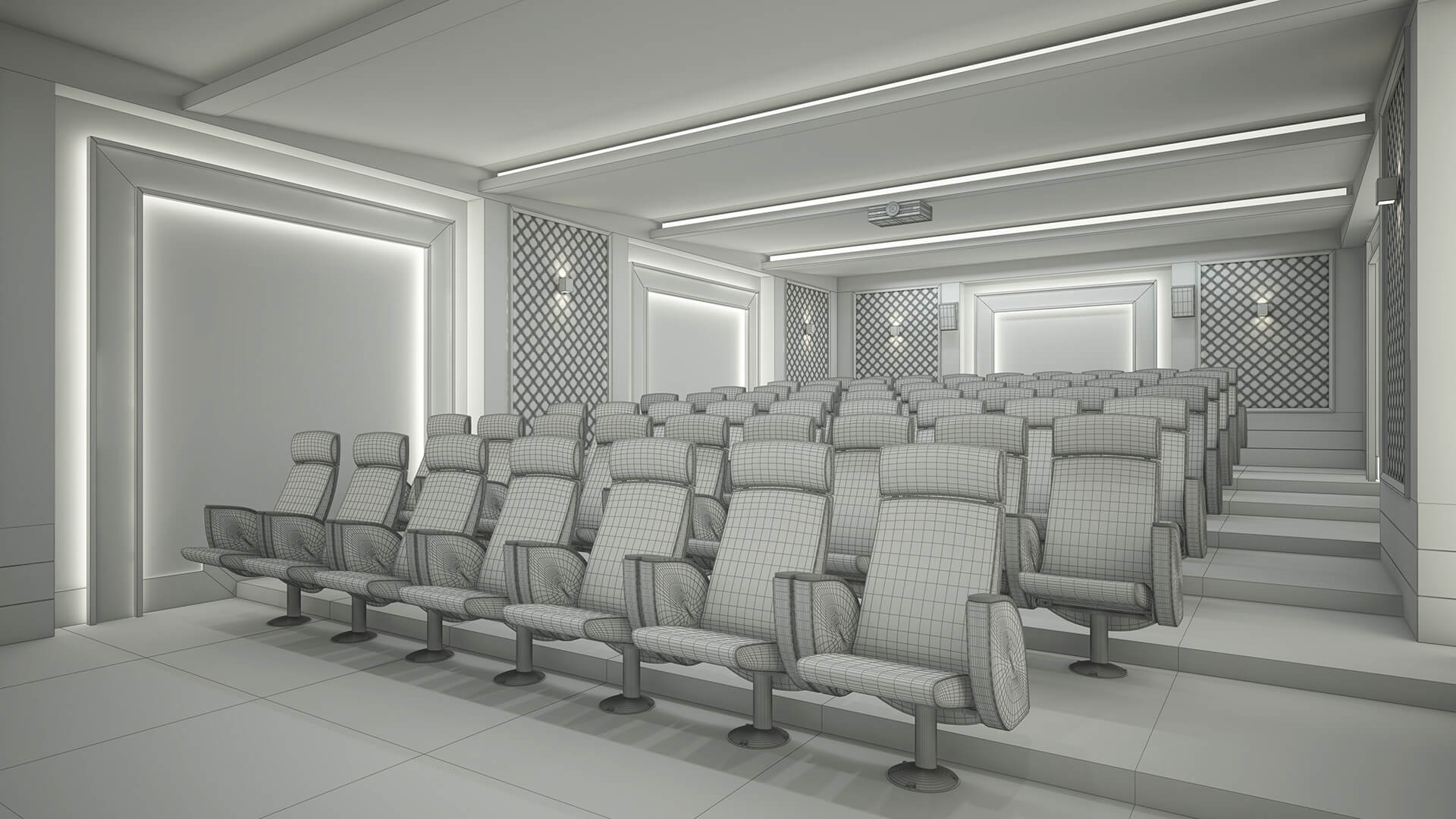 Cinema Hall 01 - 3D Model by GreenCG