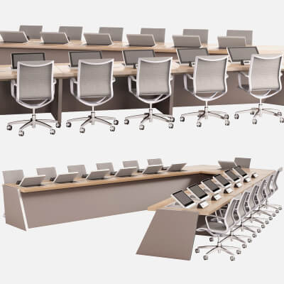 Conference Table Set 02 - 3D Model by GreenCG