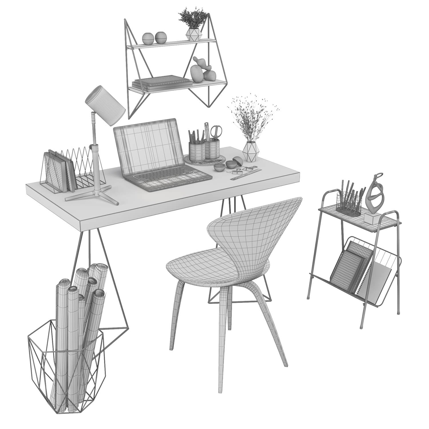 Golden Workplace Set 01 - 3D Model by GreenCG