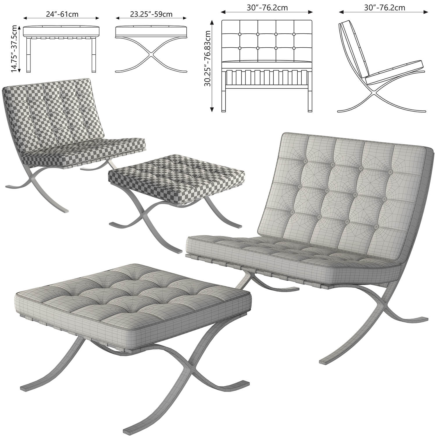 Collection of 4 Branding Armchairs and Sofas by GreenCG