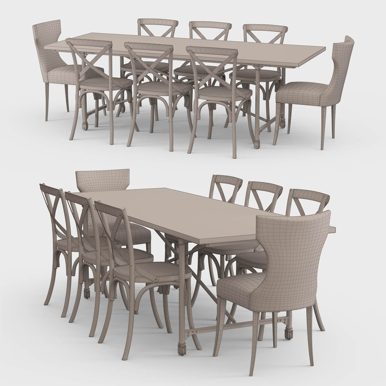 Traditional Dining Set 01 - 3D Model by GreenCG