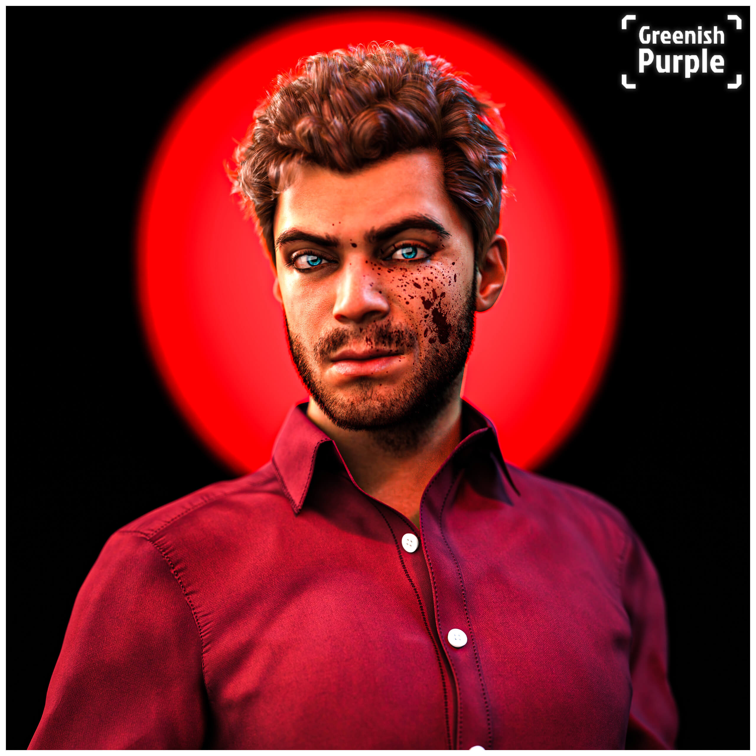 Liam Lovell 3D Render, Digital Art by Greenish Purple