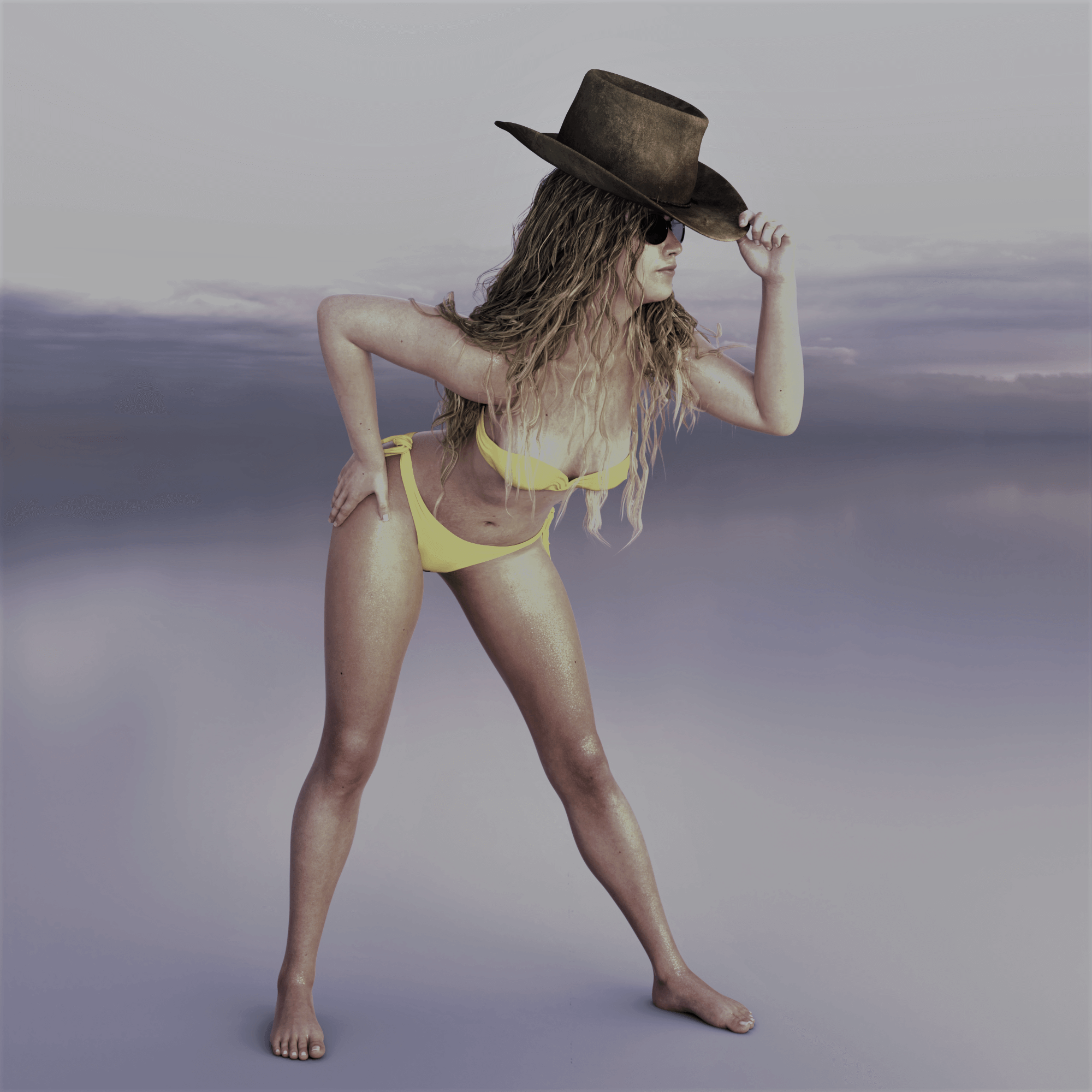 Yellow Bikini 3D Render, Digital Art by Greenman