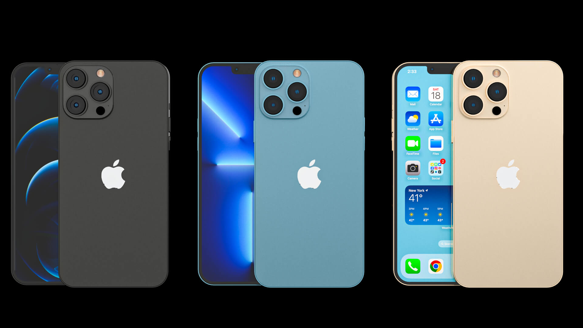 Apple iPhone 13 Pro - Pacific Blue, Gold, and Graphite 3D Model by ...