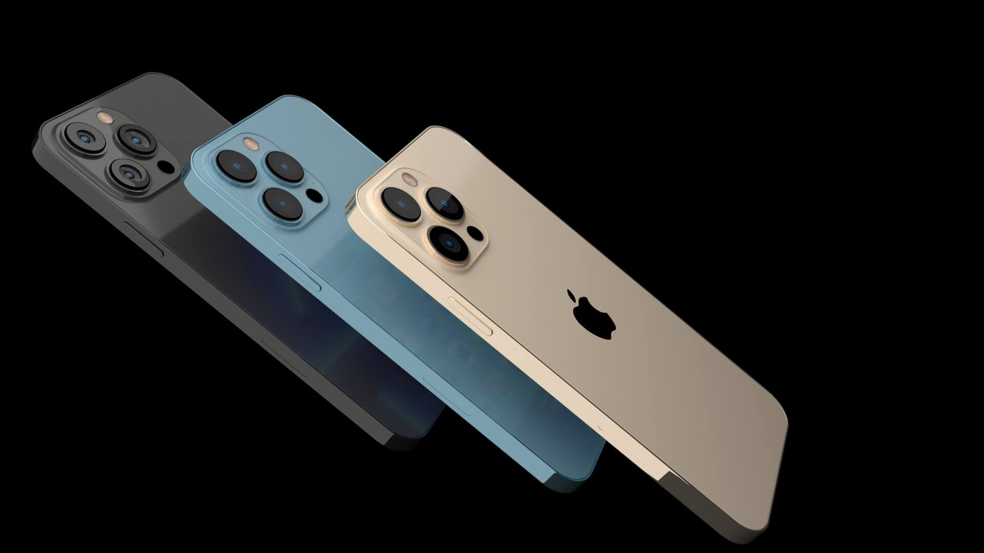 Apple iPhone 13 Pro - Pacific Blue, Gold, and Graphite 3D Model by ...