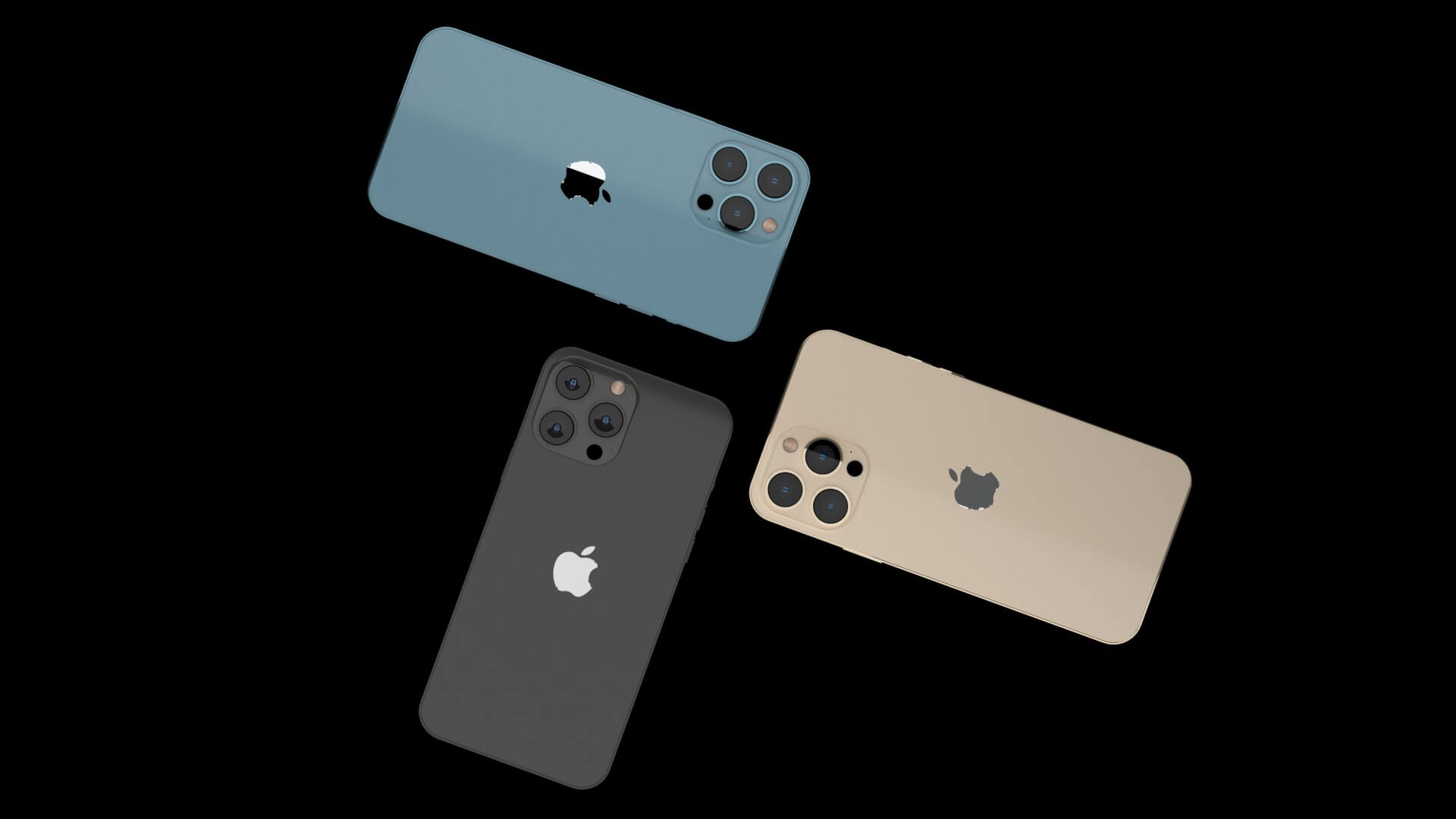 Apple iPhone 13 Pro - Pacific Blue, Gold, and Graphite 3D Model by ...