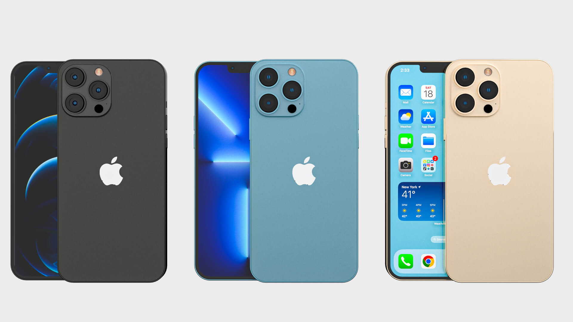 Apple iPhone 13 Pro - Pacific Blue, Gold, and Graphite 3D Model by ...
