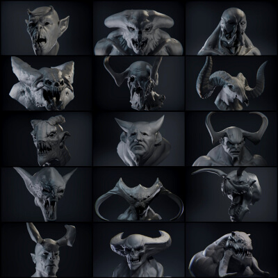 Demon Heads ZBrush High Poly - 3D Model by grihaos001