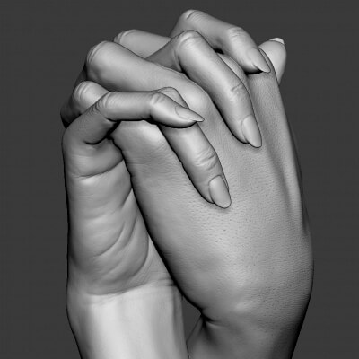 2 X Male And Female 3d Hand Models White 40 Years Old GOT BAG