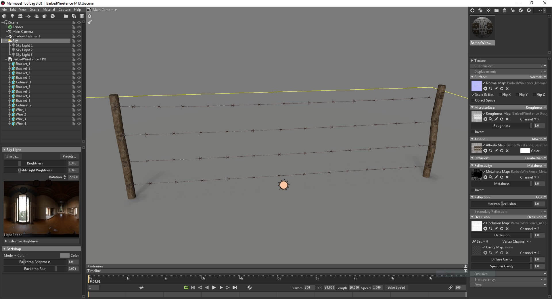 Barbed Wire Fence - 3D Model by Grishmanovskij Anton
