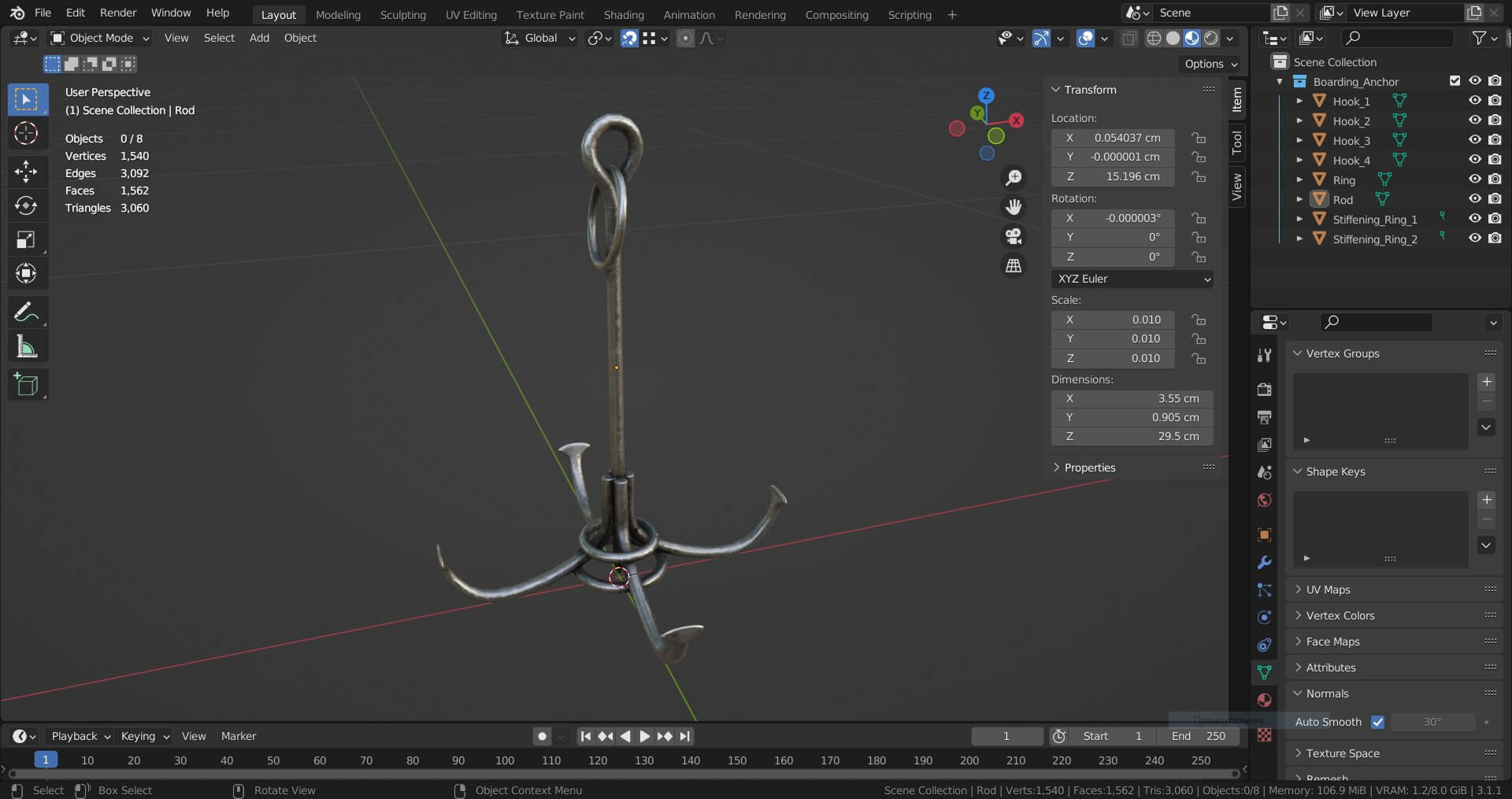 Boarding Anchor - 3D Model by Grishmanovskij Anton