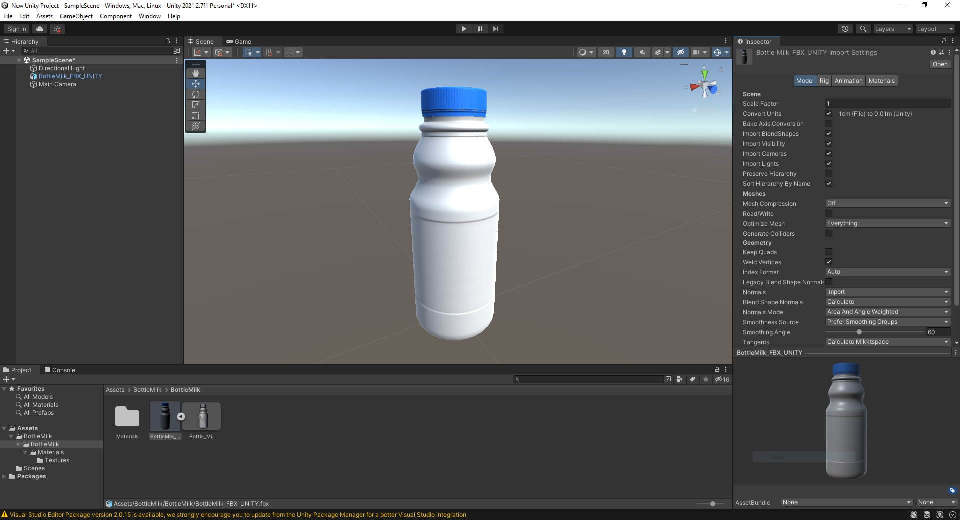 Bottle Milk - 3D Model by Grishmanovskij Anton