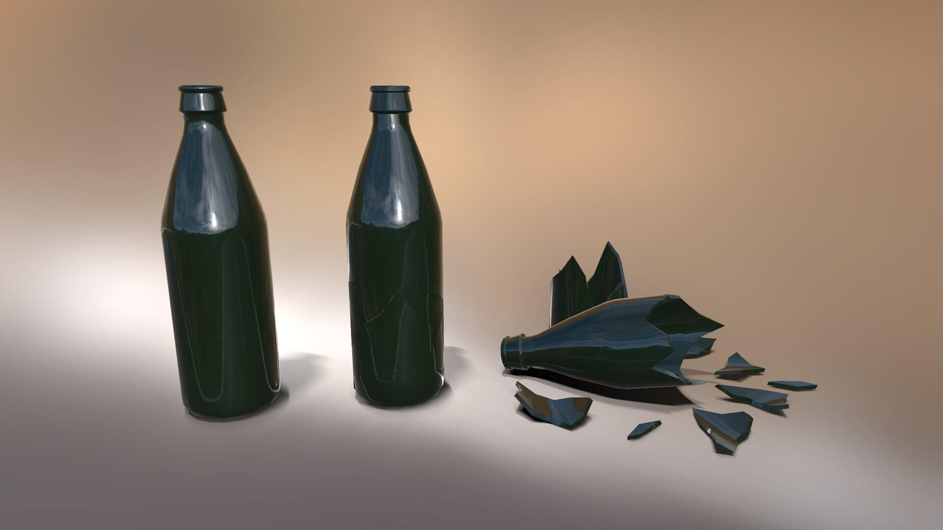 Broken and Whole Bottles - 3D Model by Grishmanovskij Anton