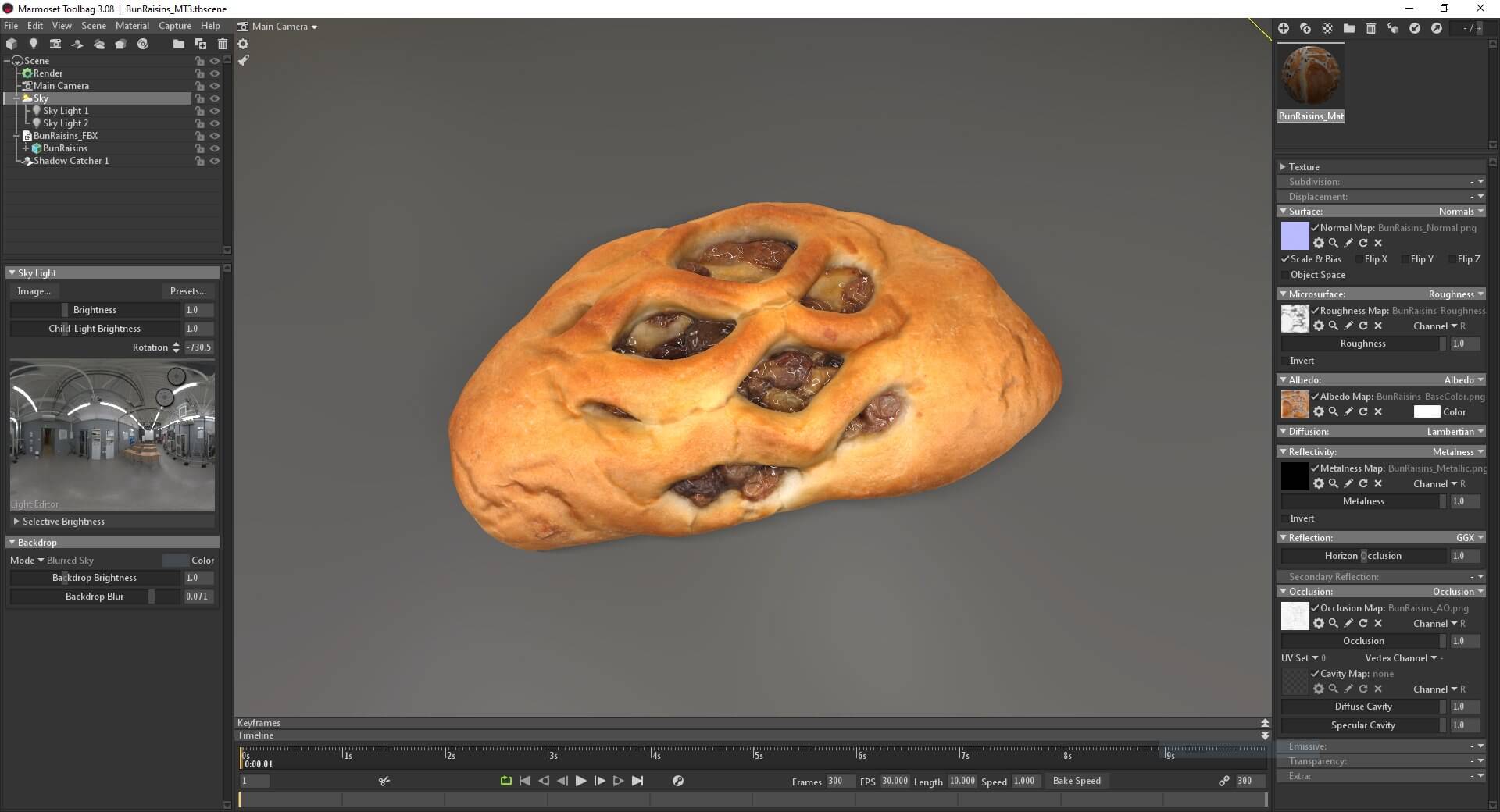 Bun with Raisins - 3D Model by Grishmanovskij Anton