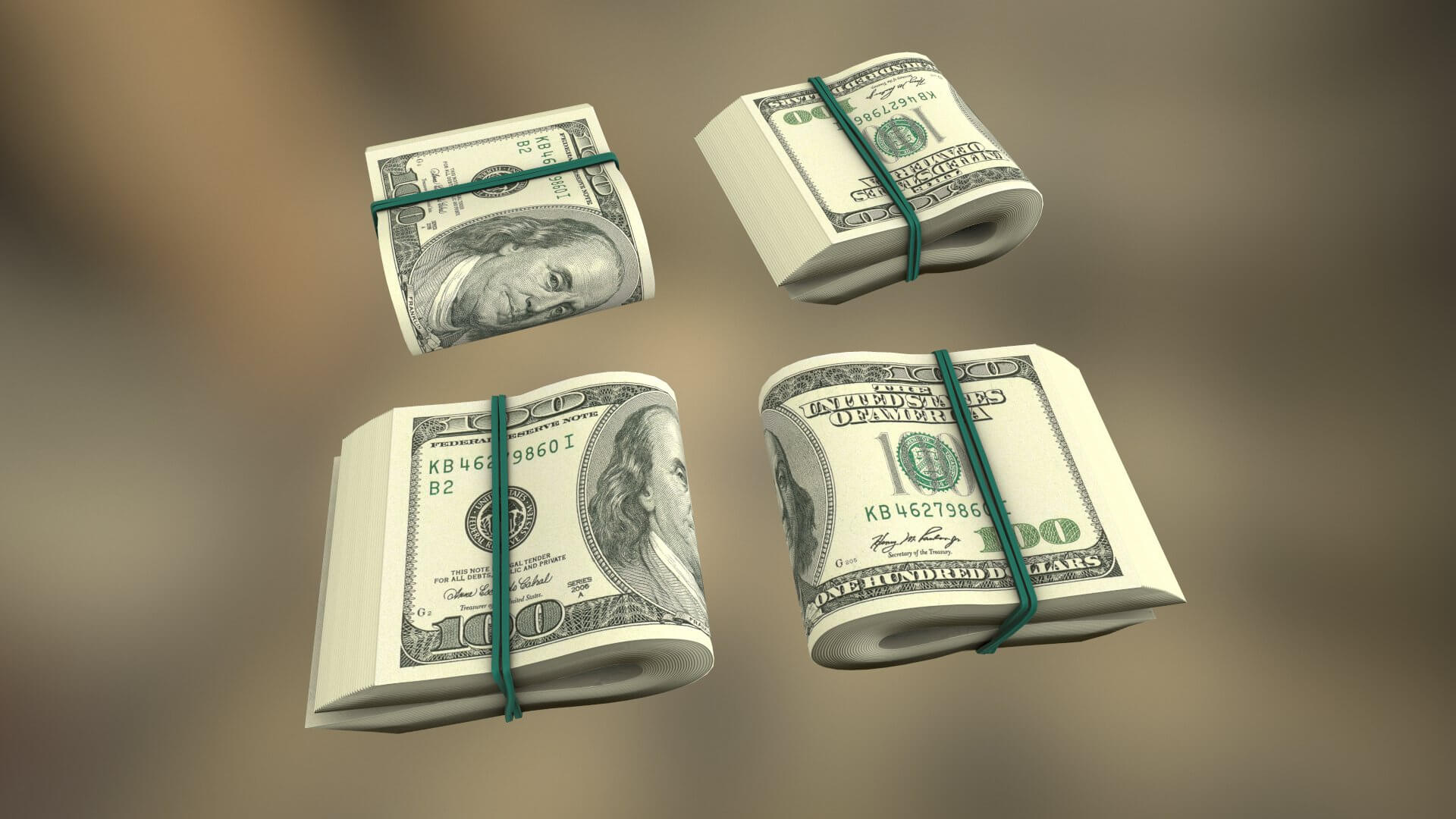 Bundle of Dollars - 3D Model by Grishmanovskij Anton