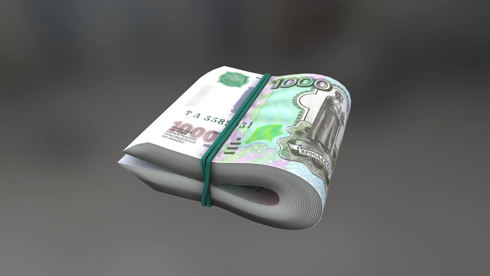 Bundle of Rubles 1000 - 3D Model by Grishmanovskij Anton