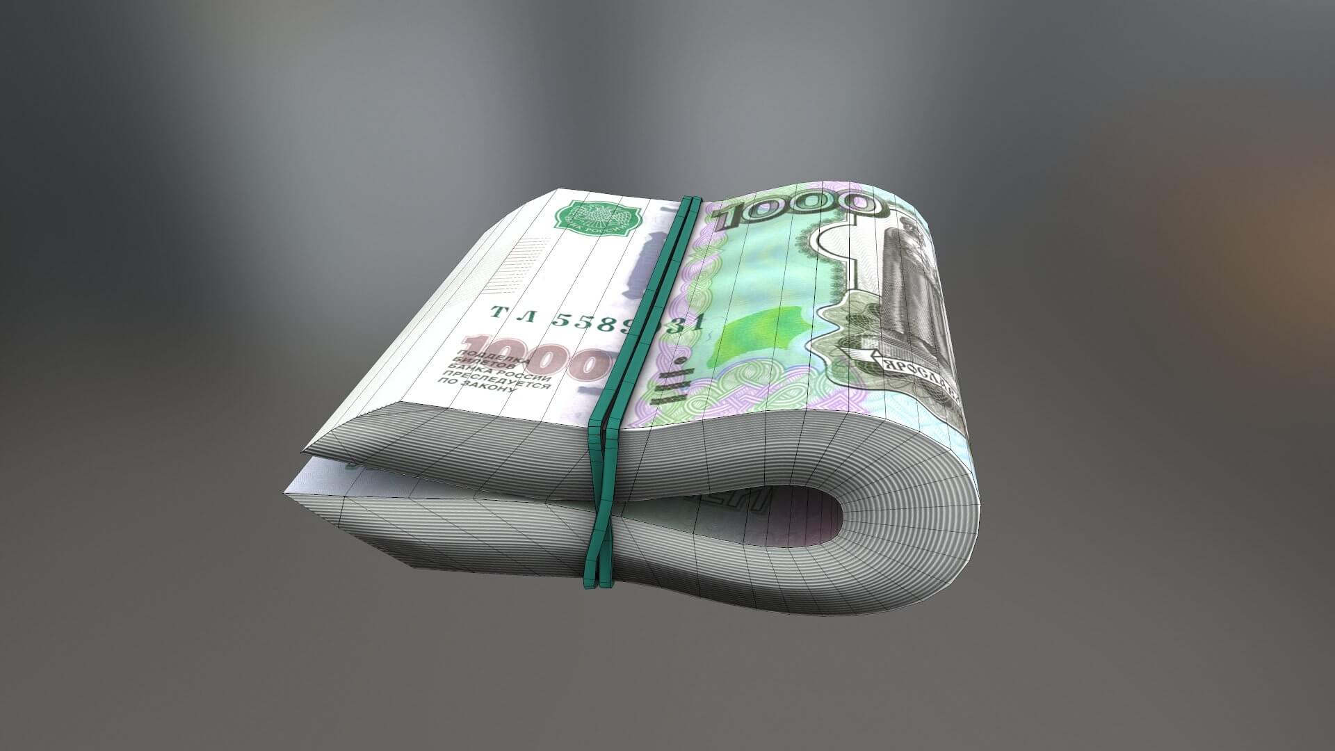 Bundle of Rubles 1000 - 3D Model by Grishmanovskij Anton