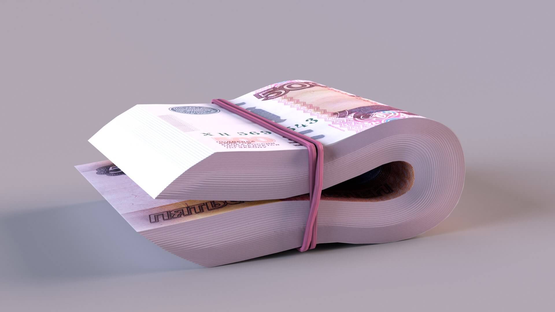 Bundle of Rubles 500 - 3D Model by Grishmanovskij Anton