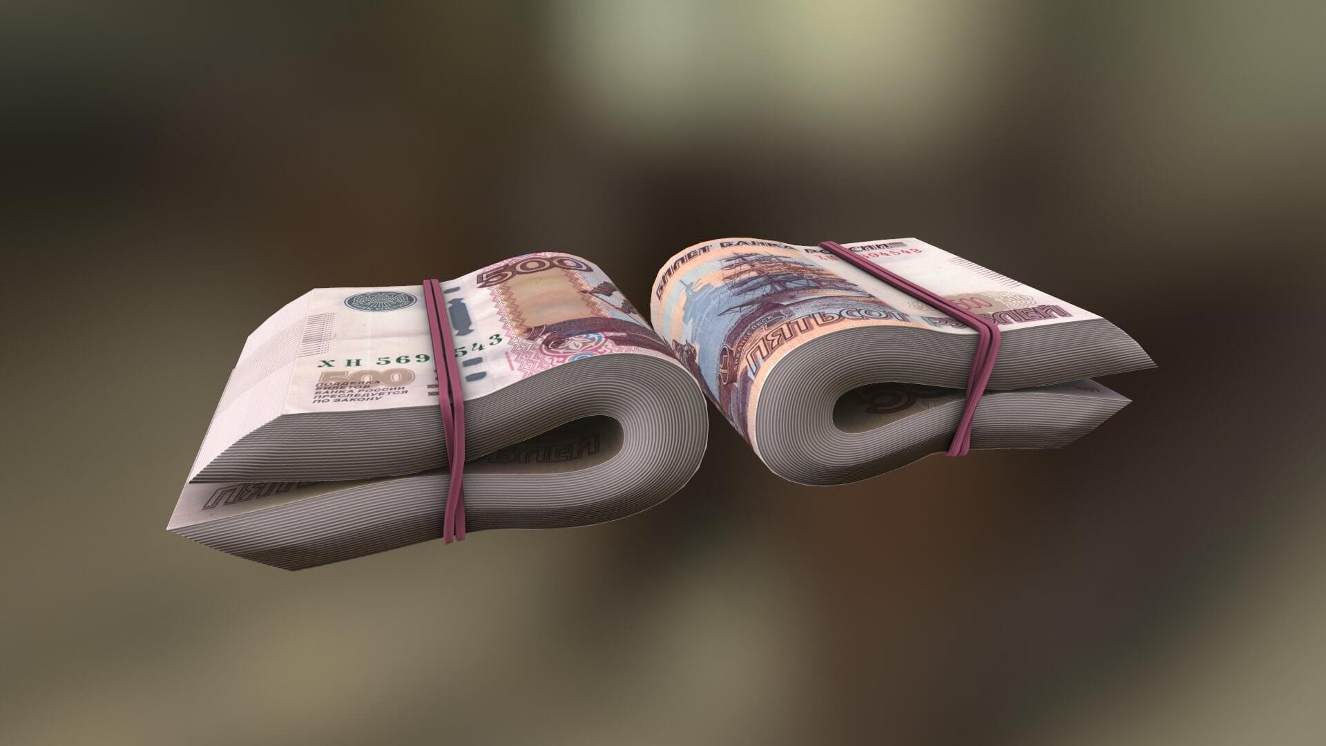Bundle of Rubles 500 - 3D Model by Grishmanovskij Anton