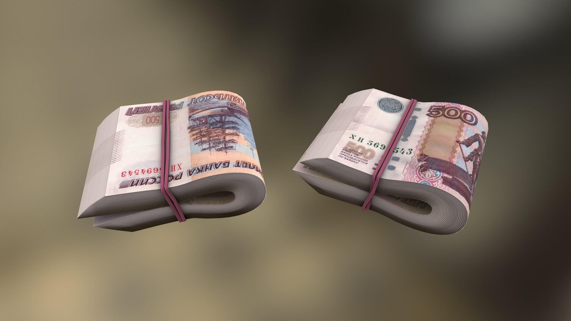Bundle of Rubles 500 - 3D Model by Grishmanovskij Anton