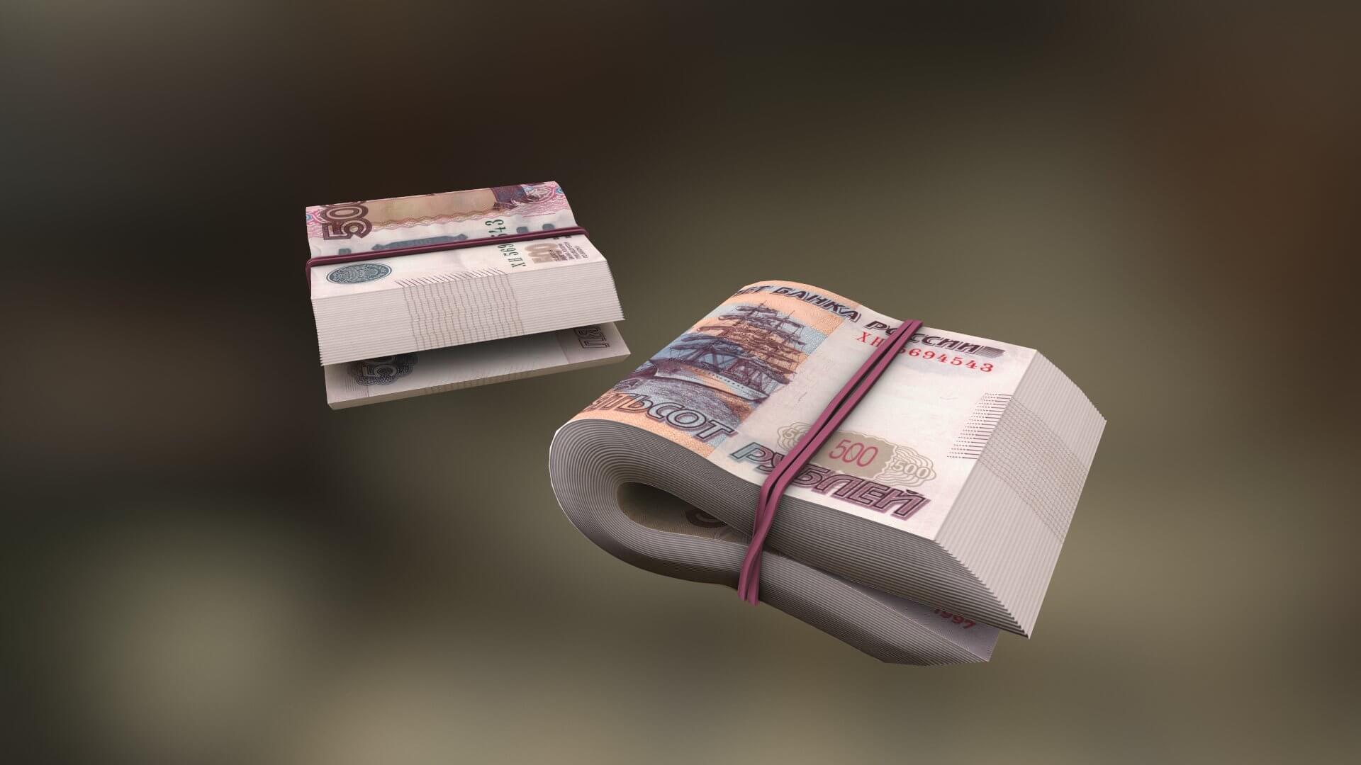 Bundle of Rubles 500 - 3D Model by Grishmanovskij Anton