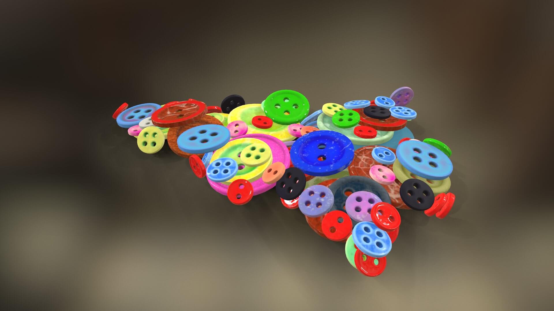 Buttons In Box - 3D Model by Grishmanovskij Anton