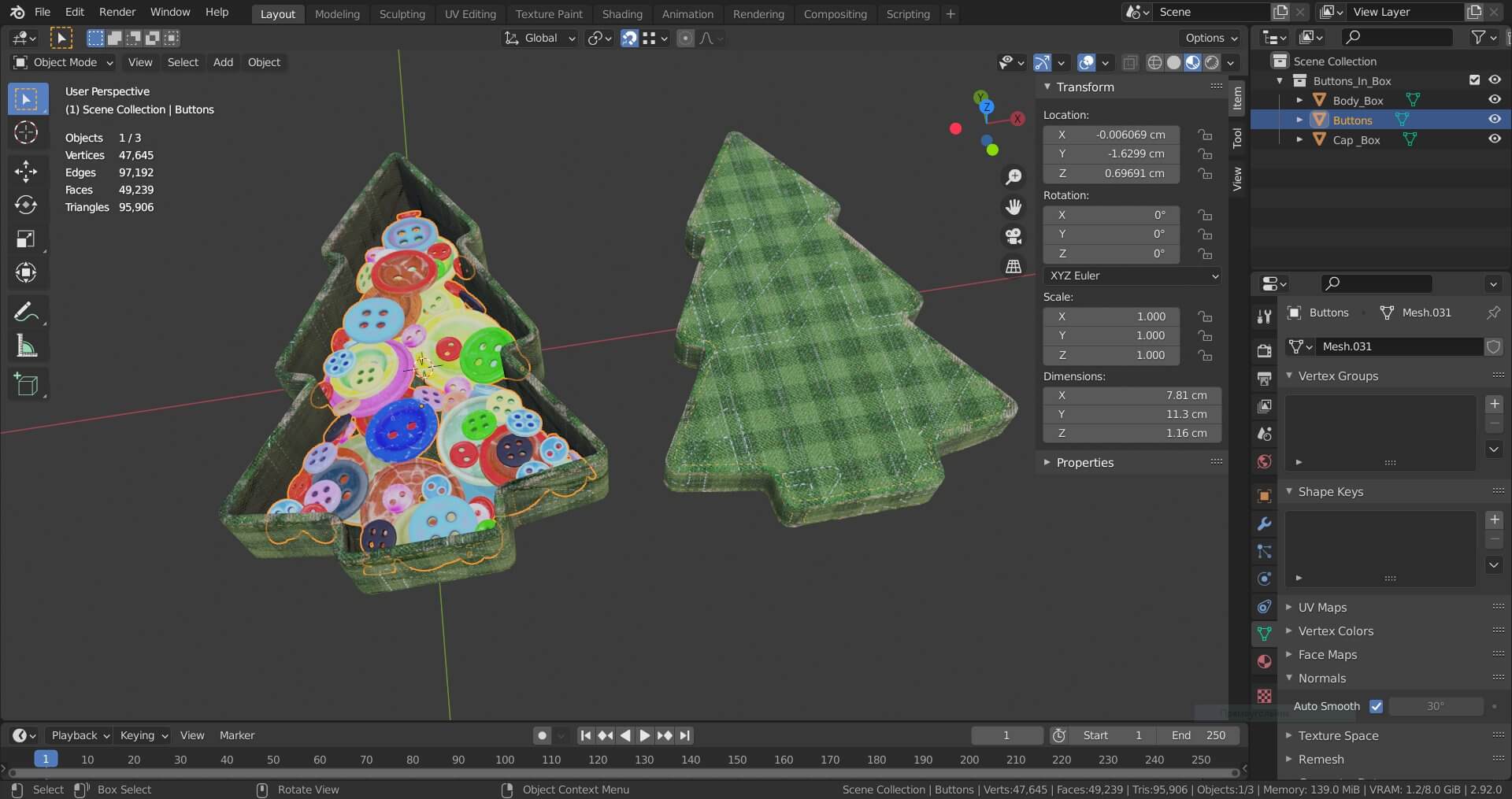 Buttons In Box - 3D Model by Grishmanovskij Anton
