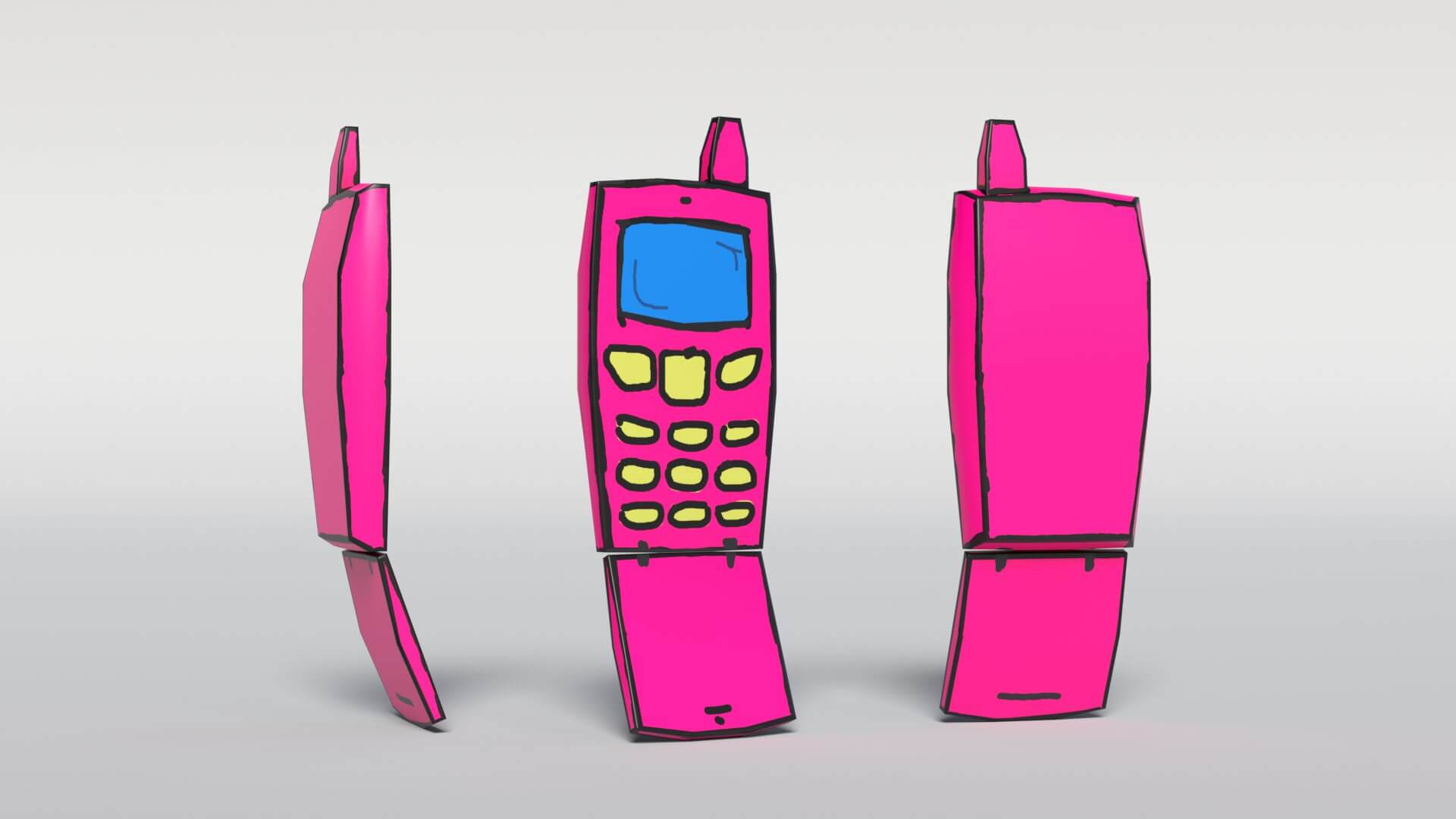 Cartoon Cell Phone - 3D Model by Grishmanovskij Anton
