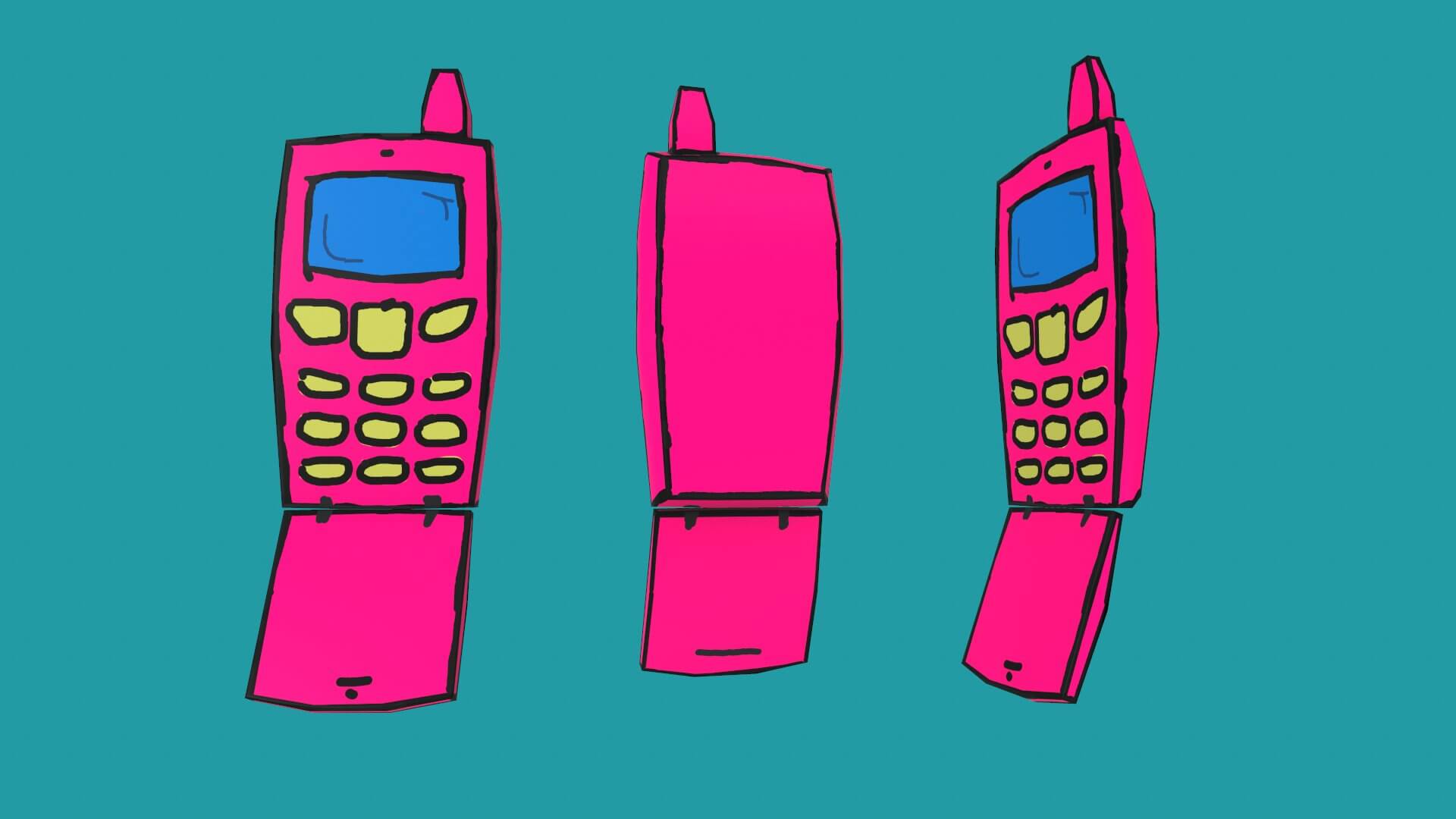 Cartoon Cell Phone - 3D Model by Grishmanovskij Anton