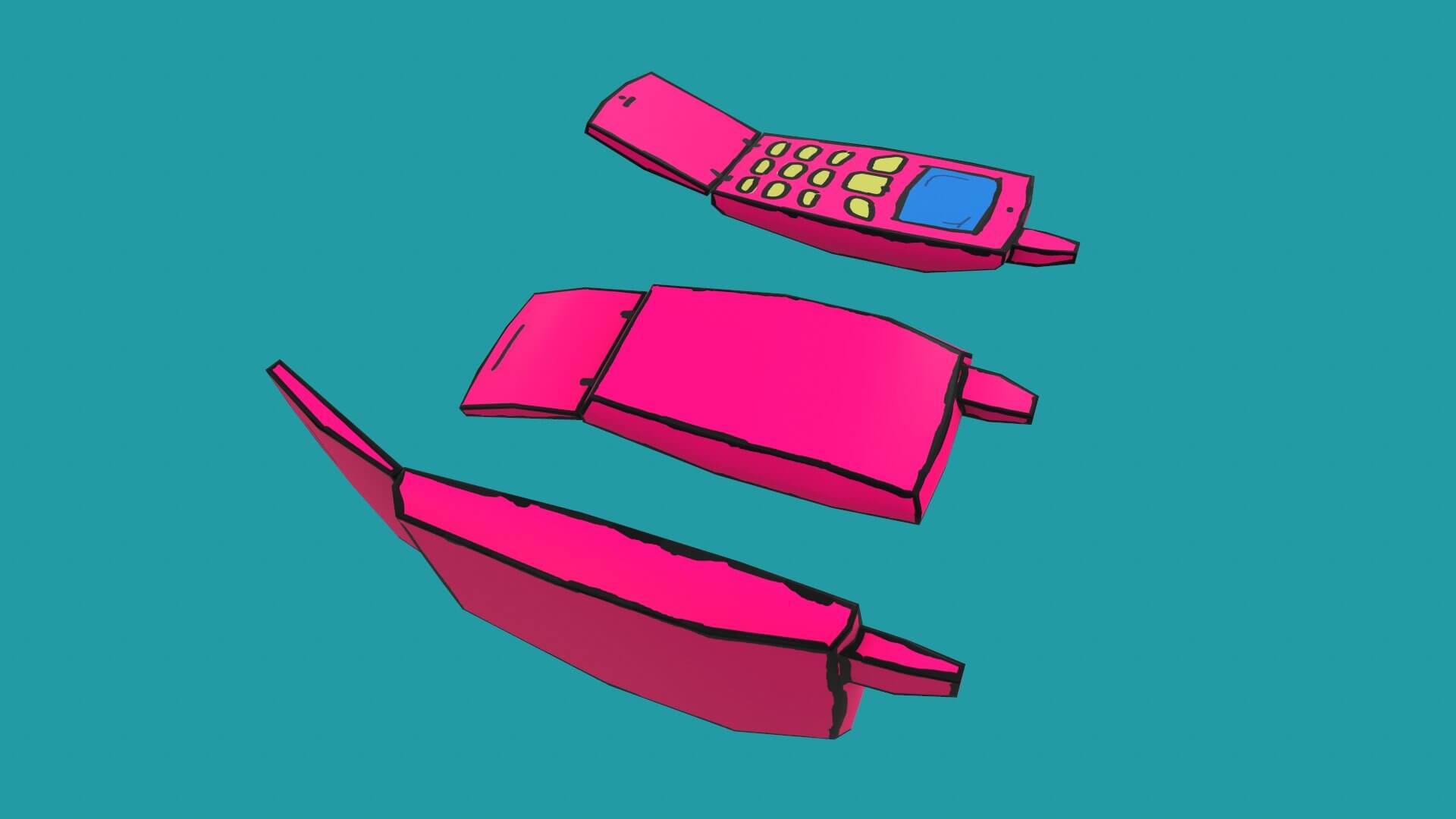 Cartoon Cell Phone - 3D Model by Grishmanovskij Anton
