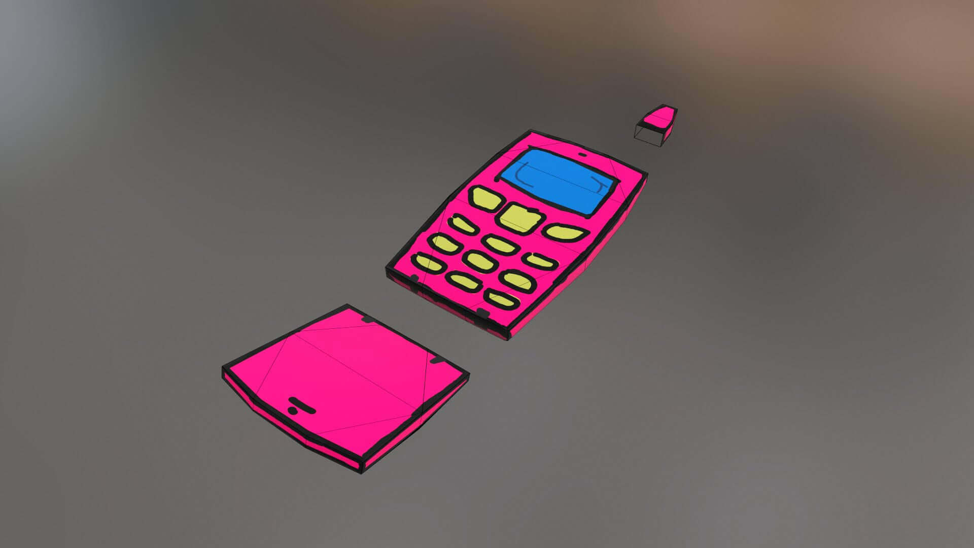 Cartoon Cell Phone - 3D Model by Grishmanovskij Anton