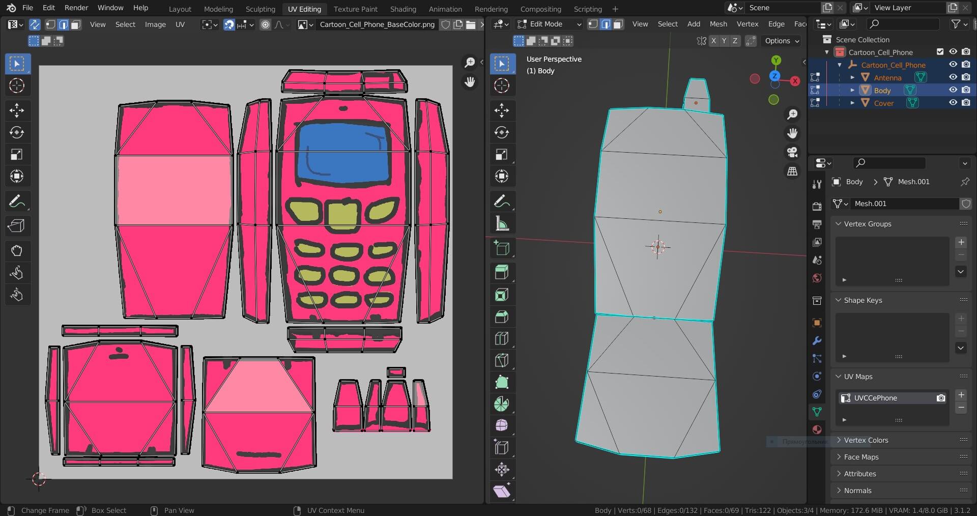 Cartoon Cell Phone - 3D Model by Grishmanovskij Anton