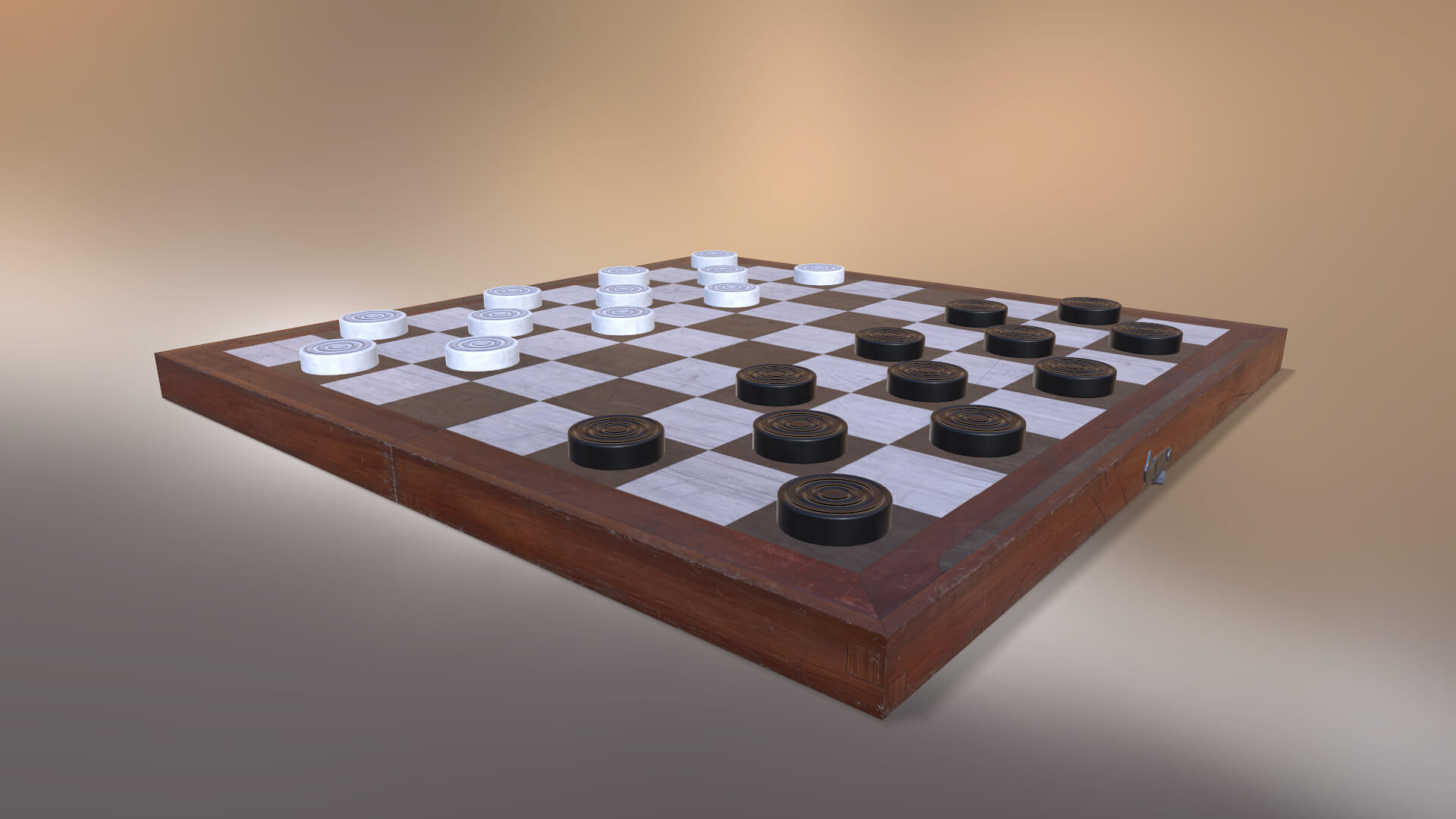Wood Checkers - 3D Model by Grishmanovskij Anton