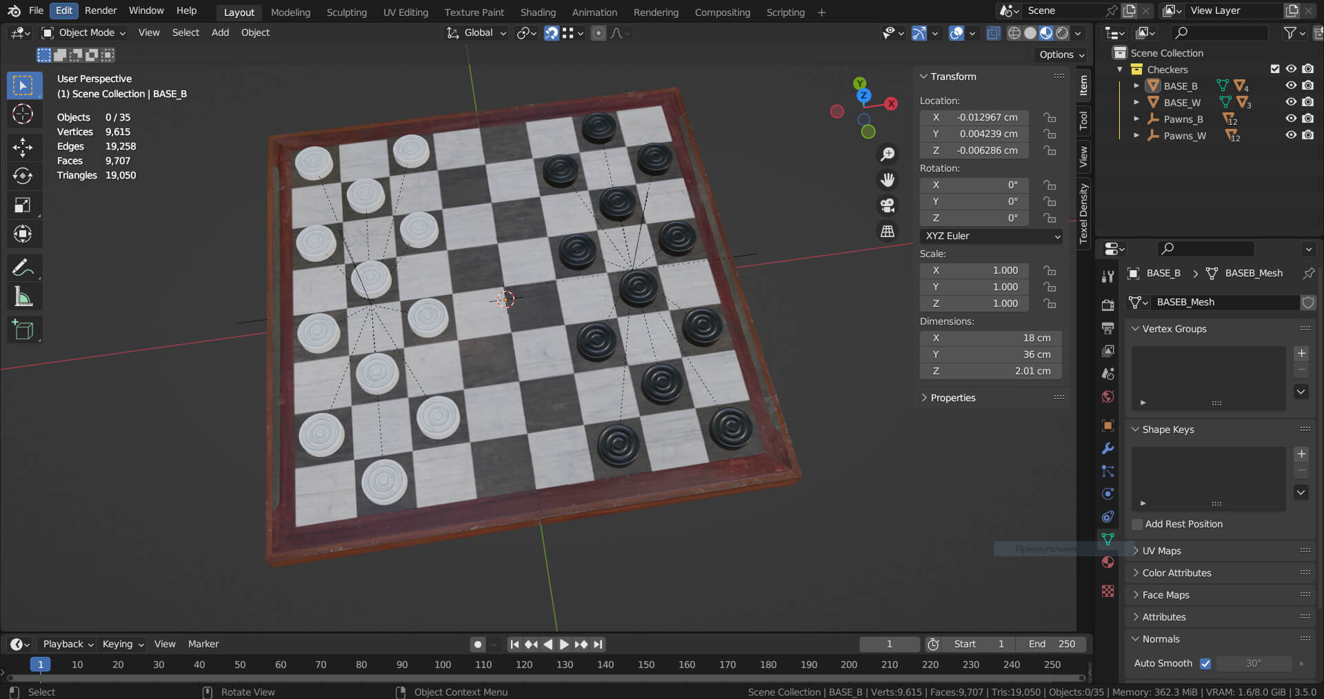 Wood Checkers - 3D Model by Grishmanovskij Anton