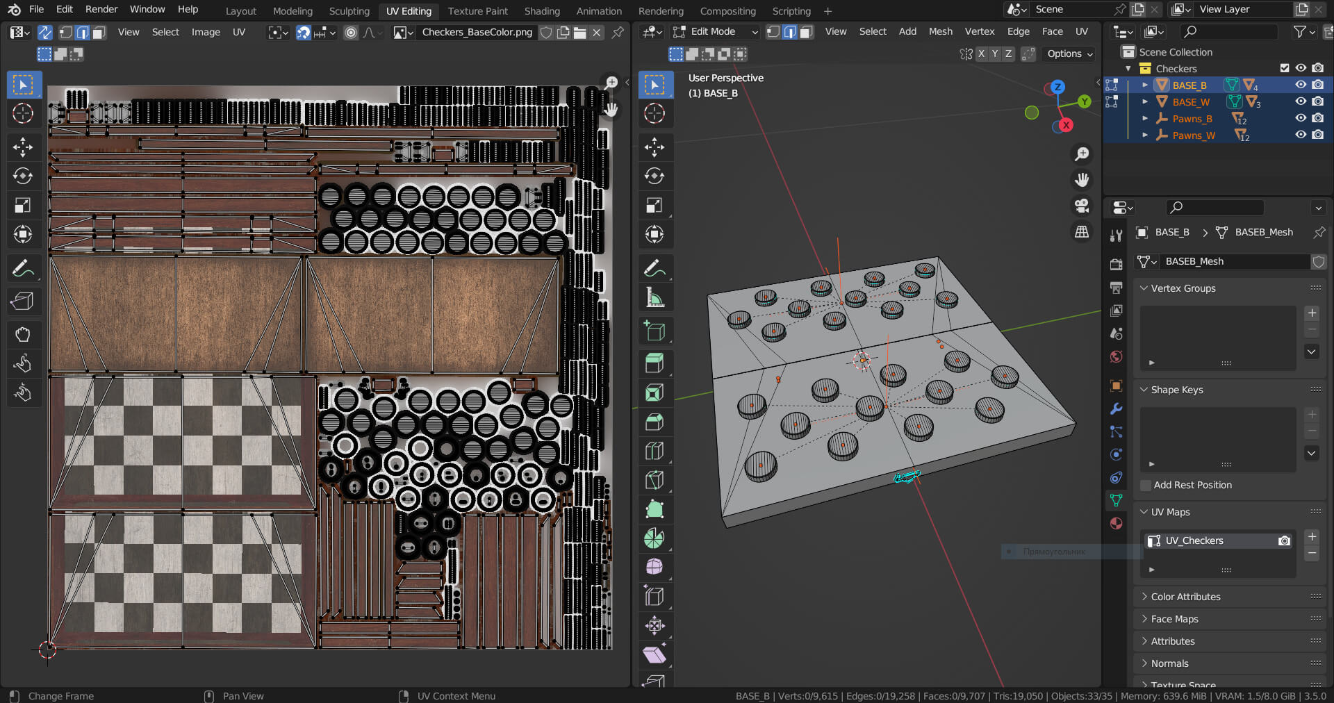 Wood Checkers - 3D Model by Grishmanovskij Anton
