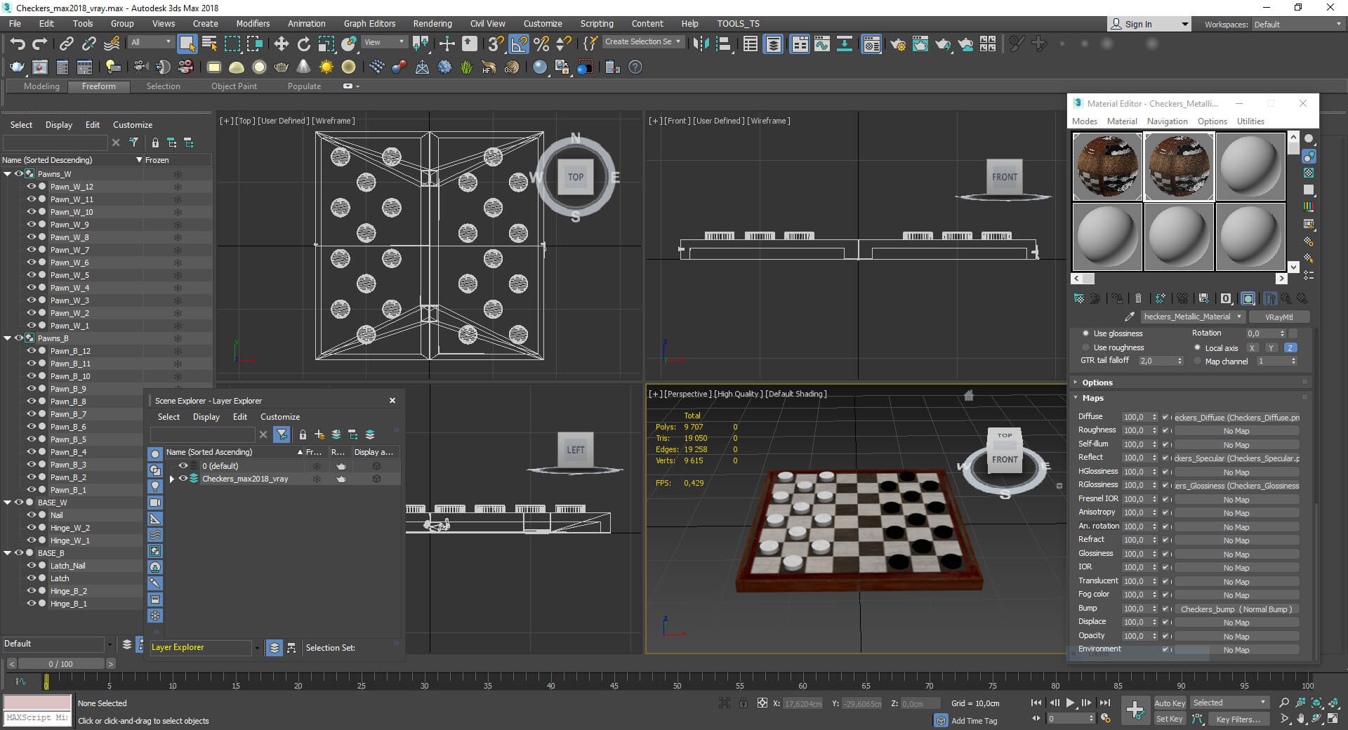 Wood Checkers - 3D Model by Grishmanovskij Anton