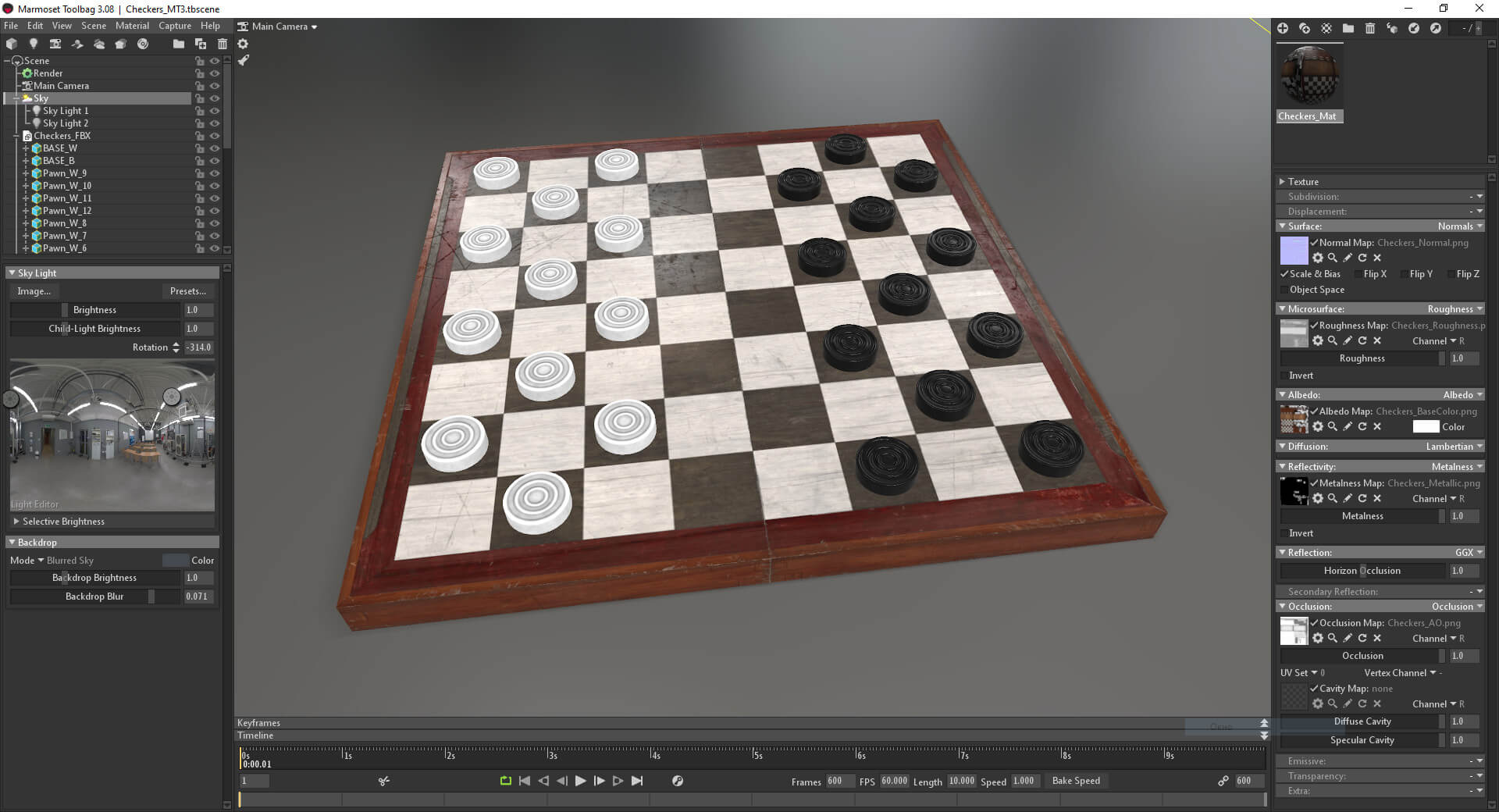 Wood Checkers - 3D Model by Grishmanovskij Anton