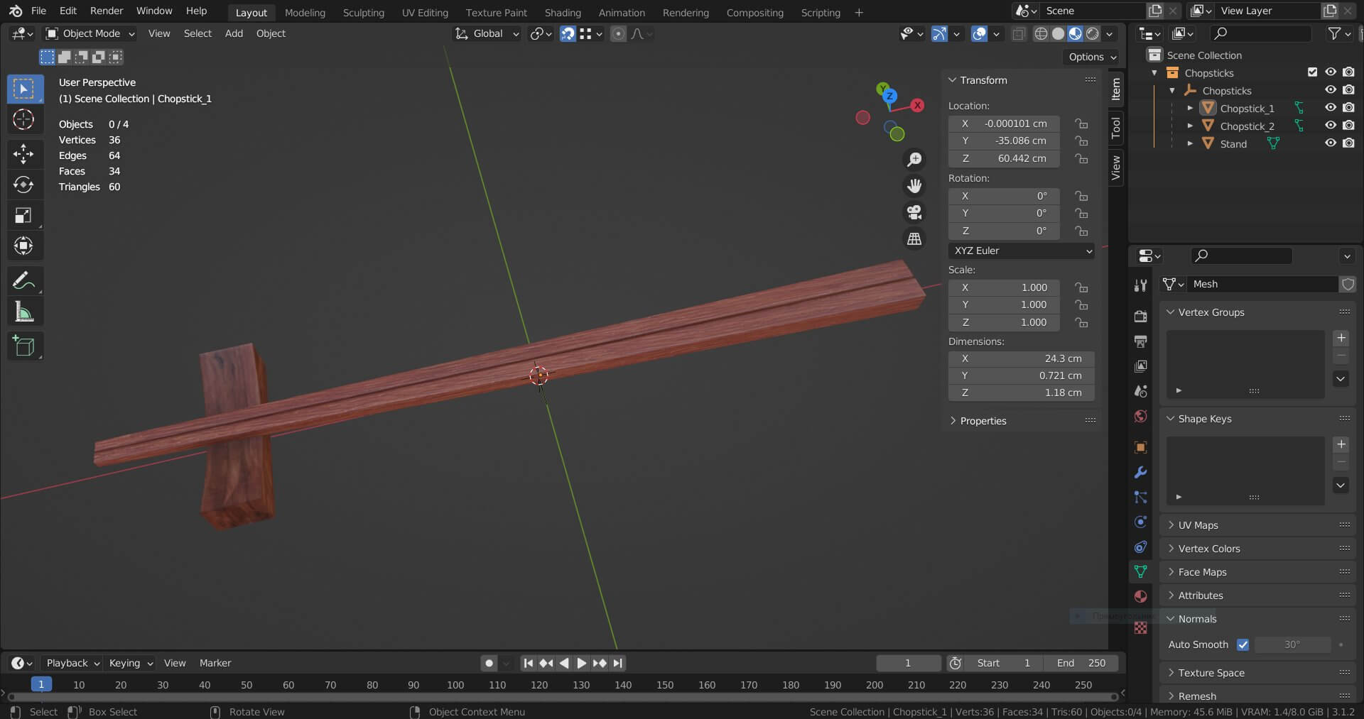 Chopsticks - 3D Model by Grishmanovskij Anton