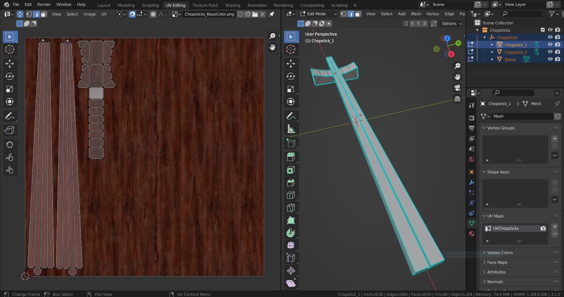 Chopsticks - 3D Model by Grishmanovskij Anton