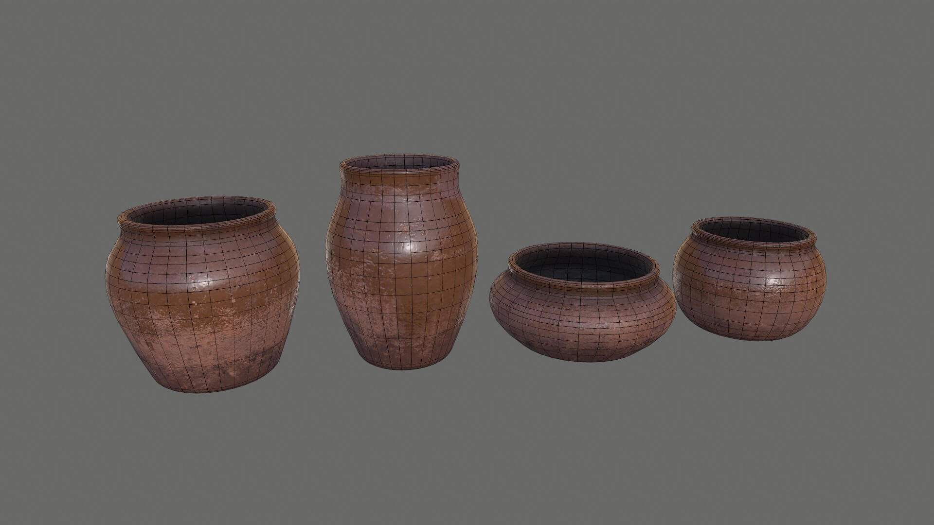 Clay Pots - 3D Model by Grishmanovskij Anton