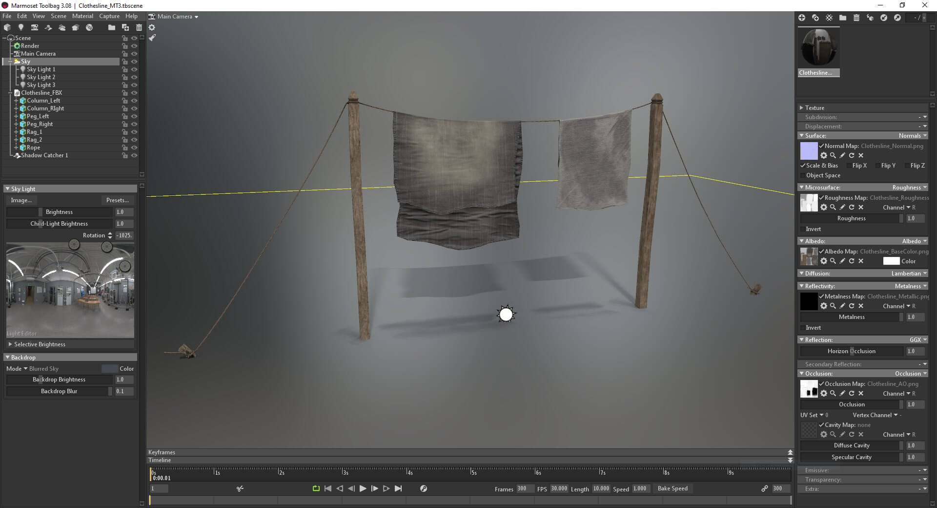 Clothesline - 3D Model by Grishmanovskij Anton